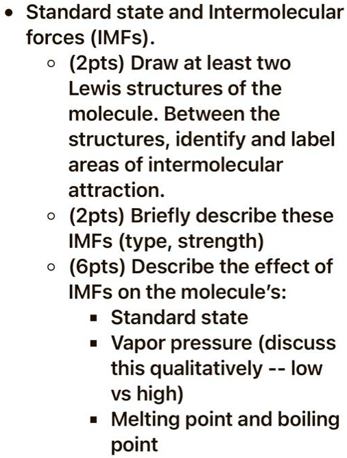 standard state and intermolecular forces imfs 2pts draw at least two ...