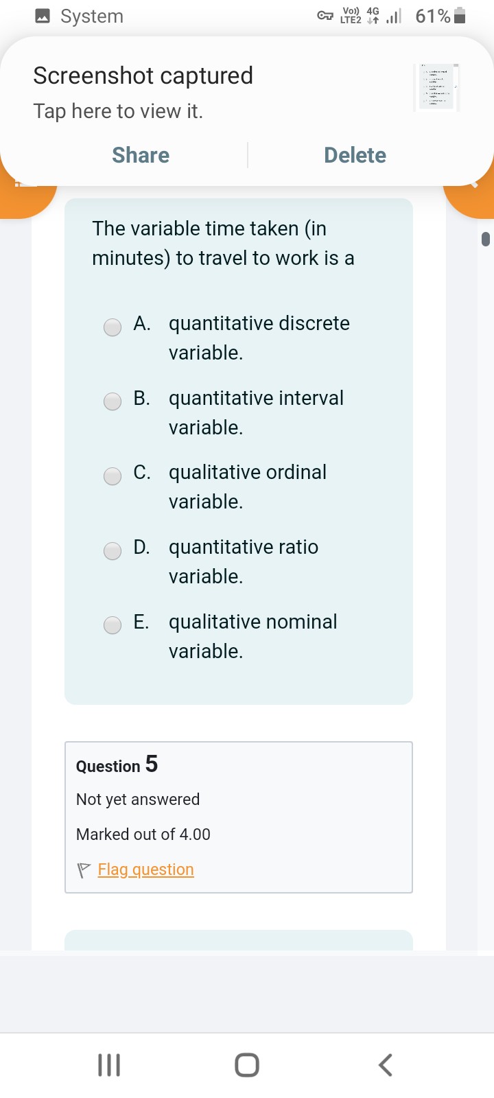 SOLVED: System Screenshot captured Tap here to view it. Share Delete The variable time taken (in ...