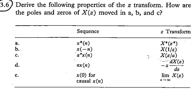 SOLVED: Derive the following properties of the z-transform. How are the ...