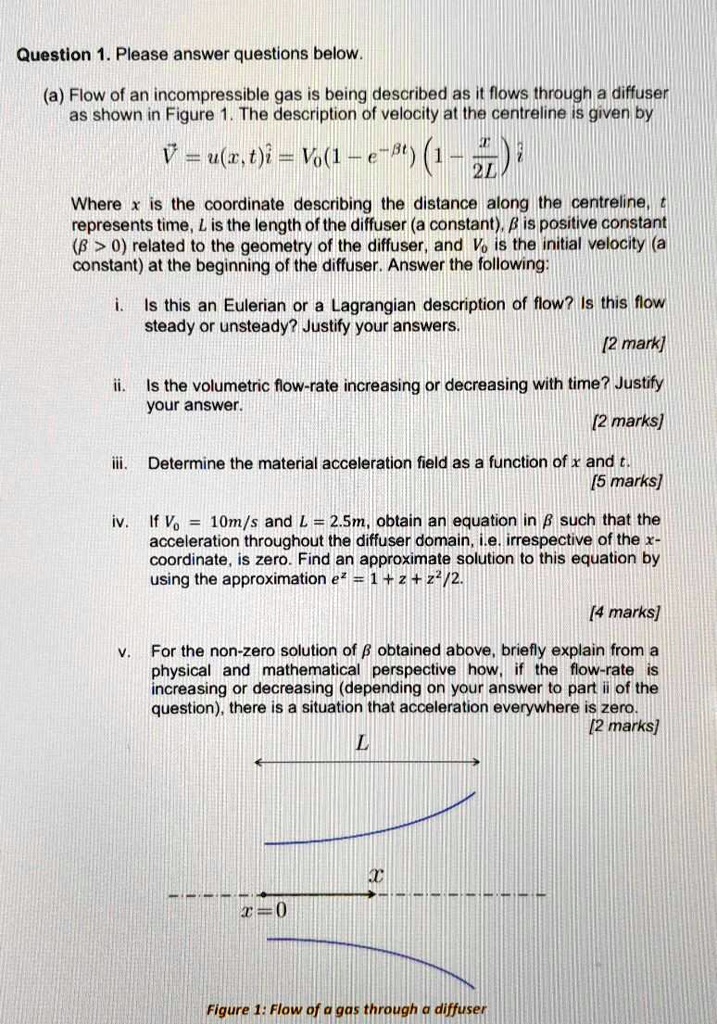 SOLVED: (a) Flow of an incompressible gas is being described as it flows through a diffuser as ...