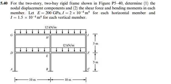 5.40 For the two-story, two-bay rigid frame shown in Figure P540 ...