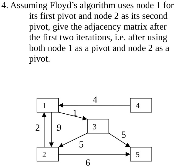 4 Assuming Floyds Algorithm Uses Node 1 For Its First Pivot And Node 2 As Its Second Pivot