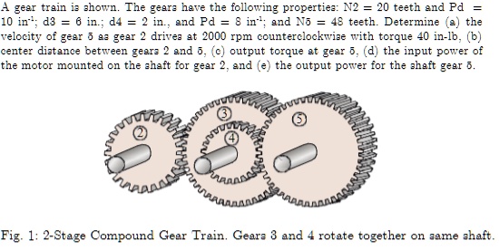 SOLVED: A gear train ia shown.The gears have the following propertiea ...