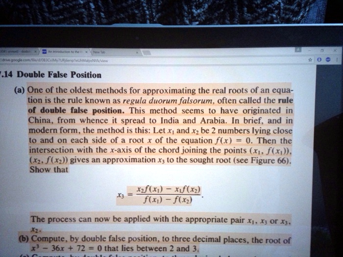 1.14 Double False Position (a) One of the oldest methods for ...
