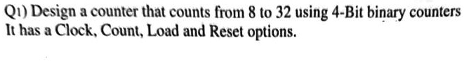 Design a counter that counts from 8 to 32 using 4-bit binary counters ...