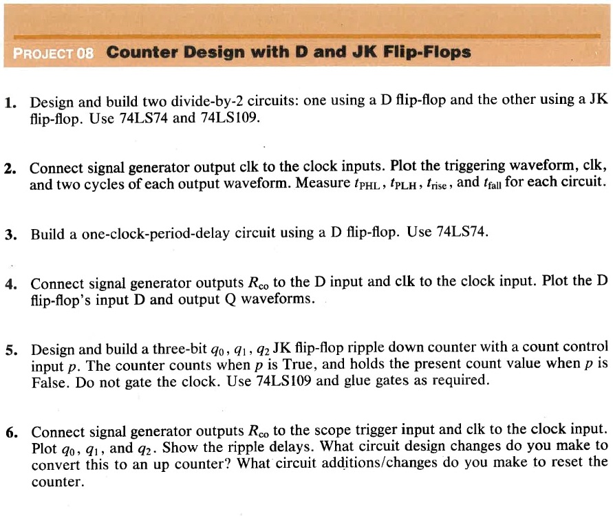 PROJECT 08 Counter Design with D and JK Flip-Flops 1. Design and build ...