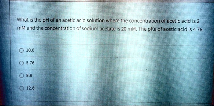 What is the pH of an acetic acid solution where the...
