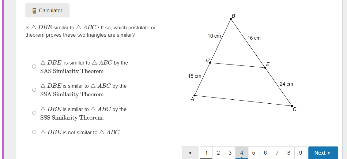 [get Answer] Is D B E Similar To A B C If So Which Postulate Or Theorem Proves These Two
