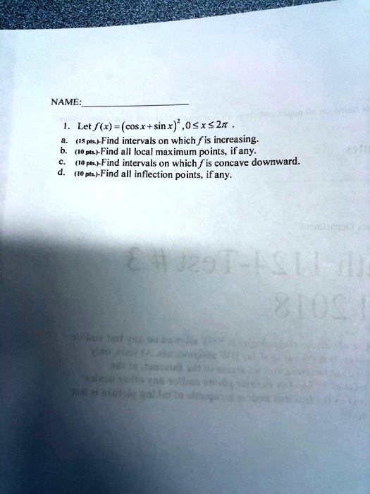 SOLVED: Let f(x) = (cosx+sinx)', 0 â‰¤ x