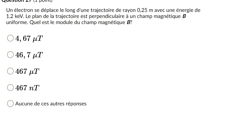 SOLVED: Lacotoi Un electron se deplace le long d'une trajectoire de ...