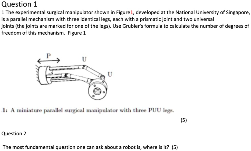 Question 1 1 The experimental surgical manipulator shown in...