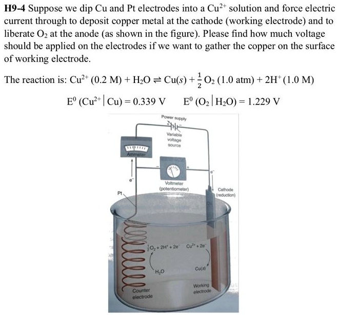 SOLVED:H9-4 Suppose we dip Cu and Pt electrodes into a Cu?- solution ...