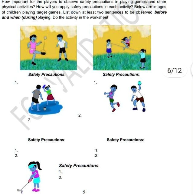 How important for the players to observe safety precautions in playing ...