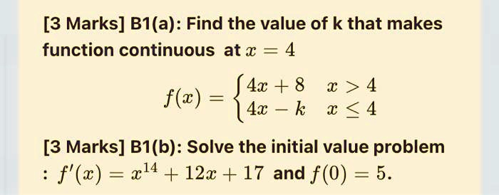 [3 Marks] BI(a): Find the value of k that makes funct… - SolvedLib