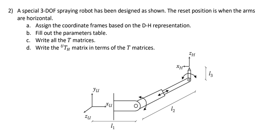 2 a special 3 dof spraying robot has been designed as shownthe reset position is when the arms ...