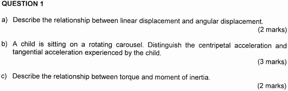 SOLVED: QUESTION 1 a) Describe the relationship between linear ...