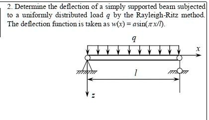 2. Determine the deflection of a simply supported beam subjected to a uniformly distributed load ...