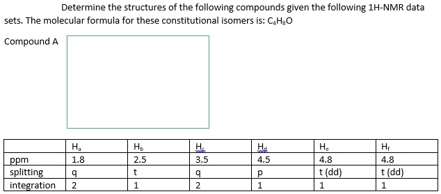 SOLVED: Determine the structures of the following compounds given the ...