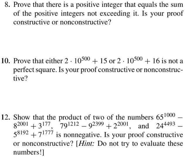 SOLVED: 8. Prove that there is a positive integer that equals the sum of the positive integers ...