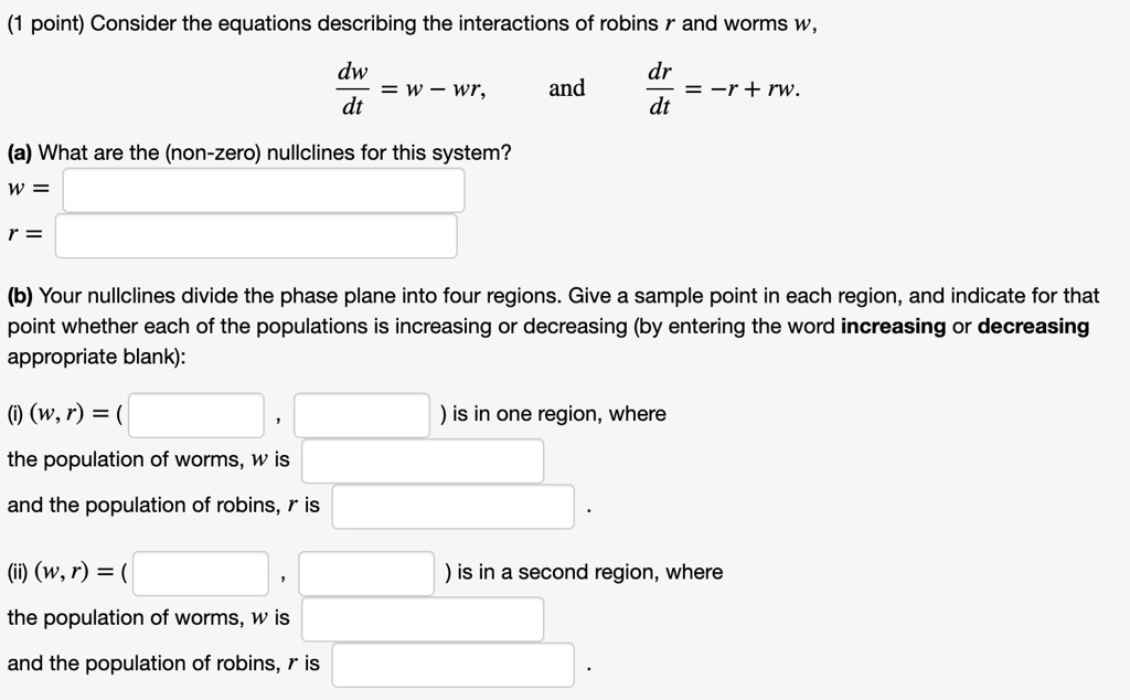 SOLVED: point) Consider the equations describing the interactions of ...