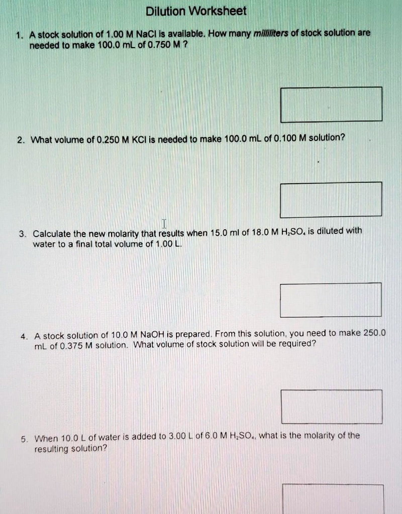 dilution worksheet astock solution of 100 m nacl s available how many ...