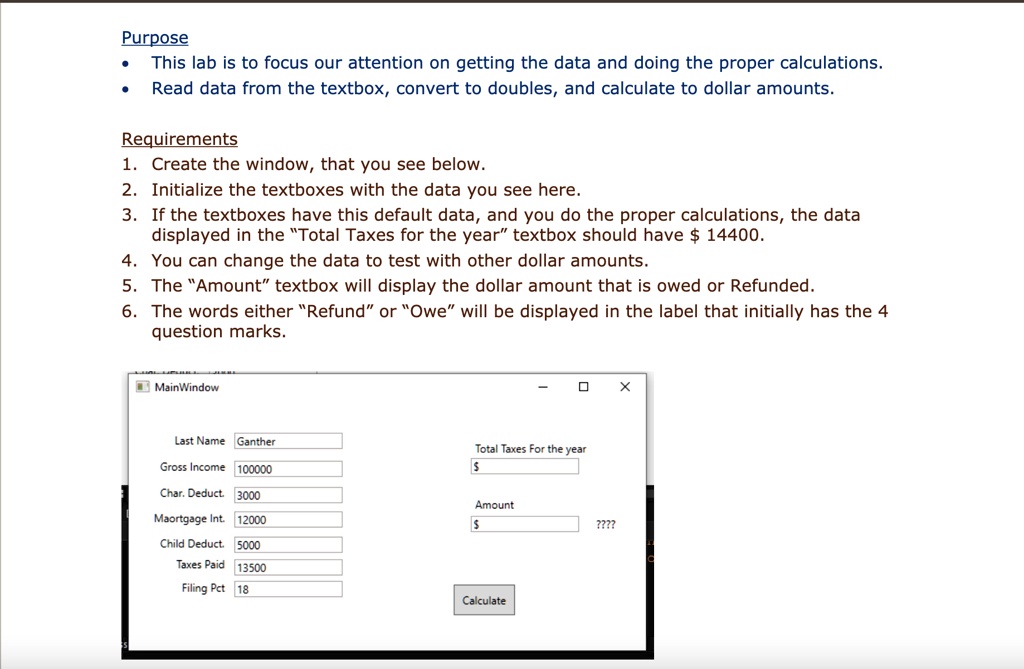 SOLVED: Texts: Follow the instructions exactly, please, in Visual Studio. Purpose: This lab is ...