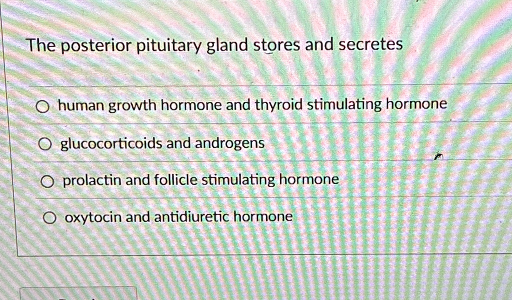 The posterior pituitary gland stores and secretes human growth hormone ...
