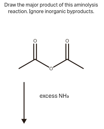 Draw the major product of this aminolysis reaction. Ignore inorganic ...