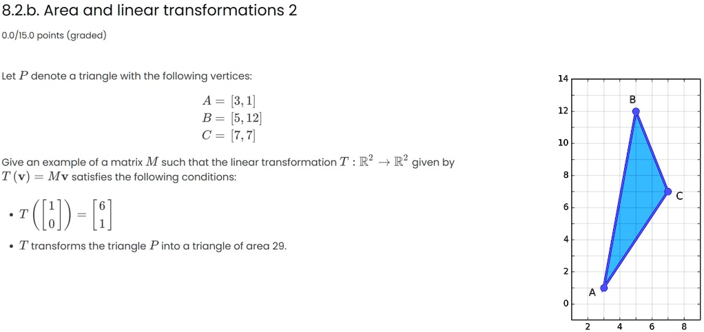 SOLVED:8.2b_ Area and linear transformations 2 0.0/15.0 points (graded ...