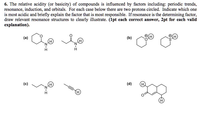 SOLVED: The relative acidity (or basicity) of compounds is influenced by factors including ...