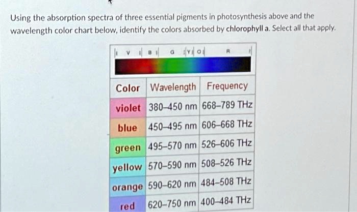 SOLVED: Using the absorption spectra of three essential pigments in ...