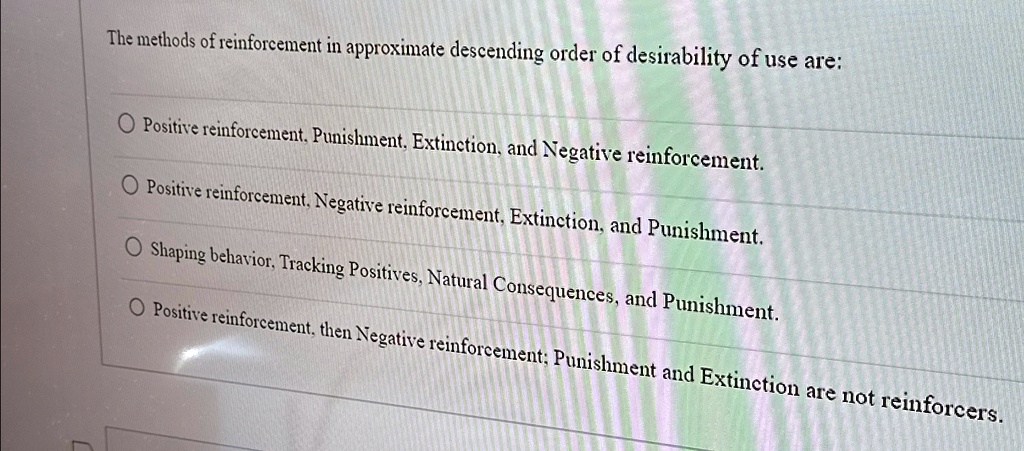 The methods of reinforcement in approximate descending order of ...