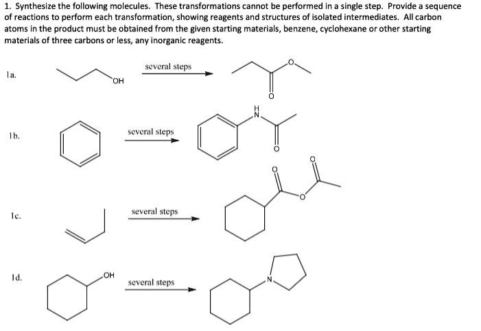 SOLVED: Synthesize the following molecules. These transformations ...