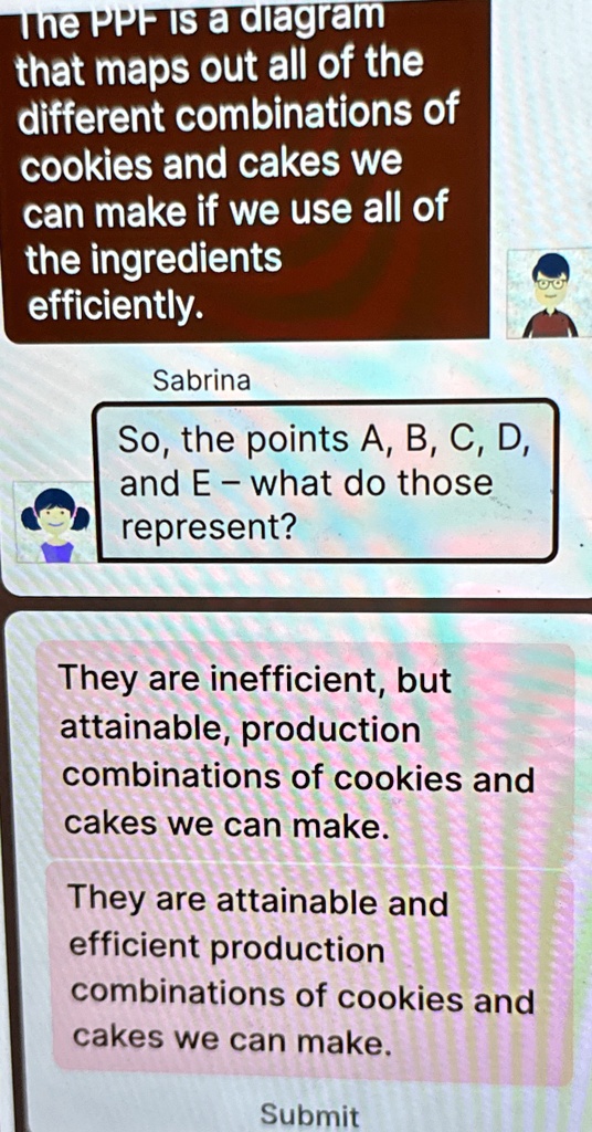 The PPF is a diagram that maps out all of the different combinations of ...