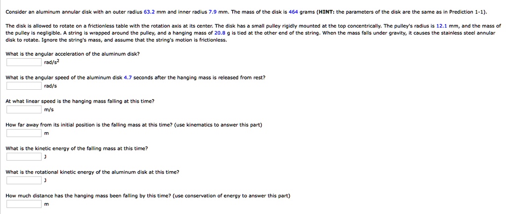 Consider an aluminum annular disk with an outer radius 63.2 mm and ...