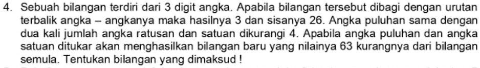 SOLVED: ini gimana kak makasih Sebuah bilangan terdiri dari 3 digit ...
