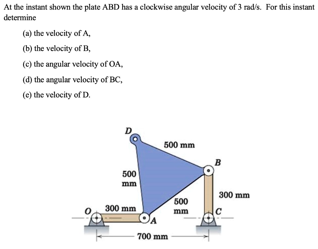 SOLVED: At the instant shown, the plate ABD has a clockwise angular velocity of 3 rad/s. For ...