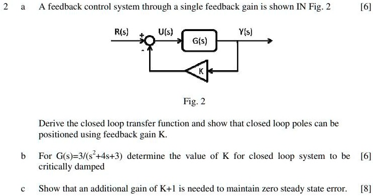 2 a A feedback control system through a single feedback gain is shown ...