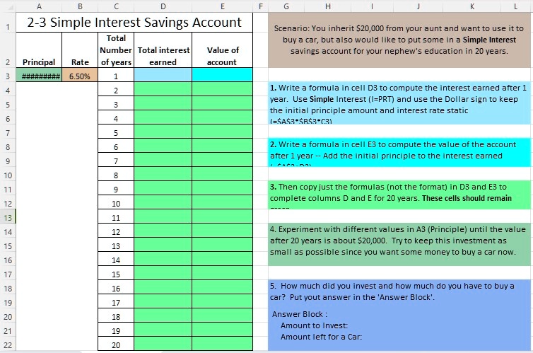 2-3 Simple Interest Savings Account Total Number Total interest earned ...