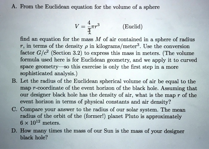 a from the euclidean equation for the volume of a sphere 1 euclid 3 ...