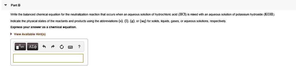 SOLVED: Pan Write the balanced chemical equation for Ihe neutralization ...