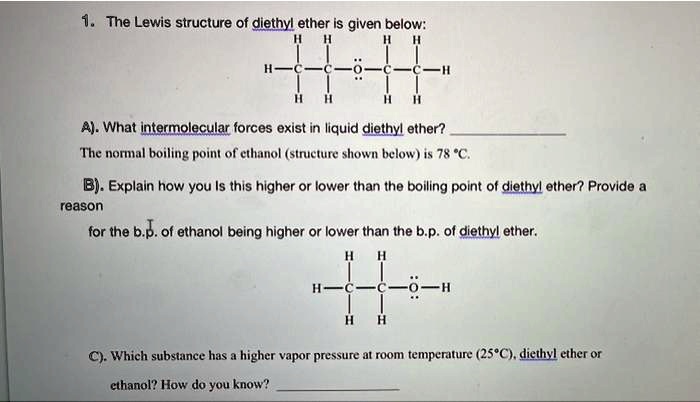 SOLVED: The Lewis structure of diethyl ether is given below: What intermolecular forces exist in ...