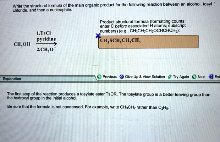 SOLVED: Write the structural formula of the main organic product for ...