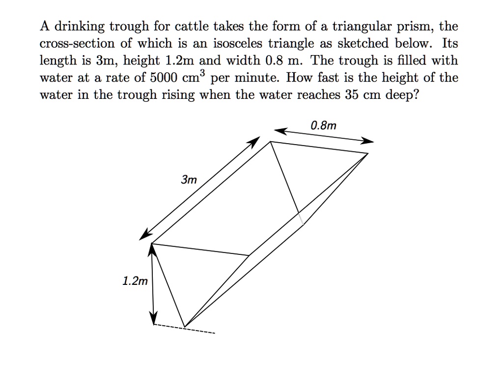 SOLVED: A drinking trough for cattle takes the form of a triangular ...