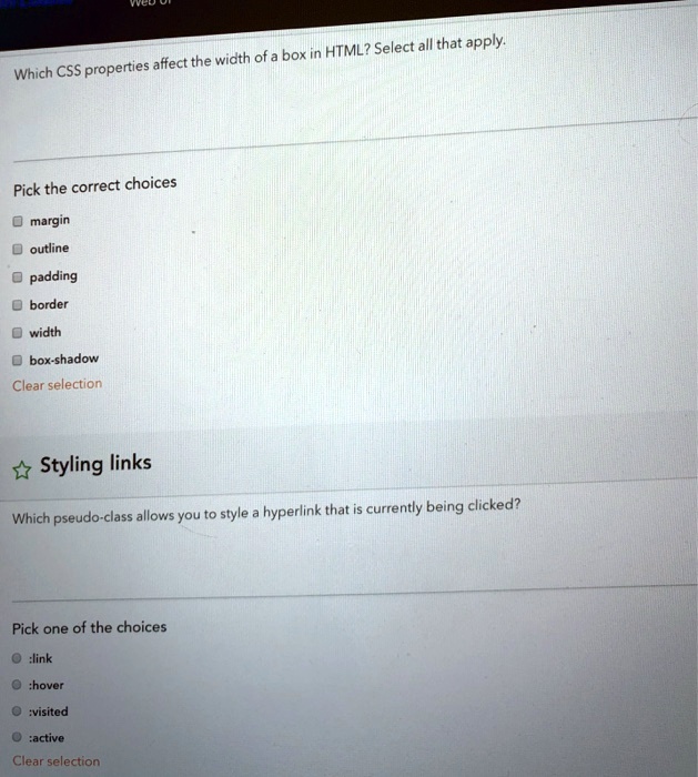 Video Solution Which Css Properties Affect The Width Of A Box In Html Select All That Apply