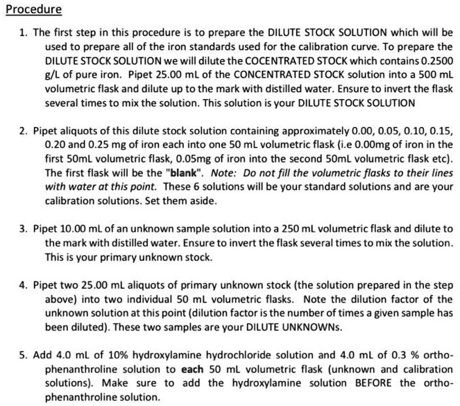 SOLVED: Procedure 1: The first step in this procedure is to prepare the ...