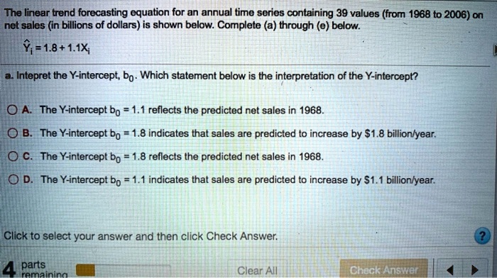 SOLVED The Linear Trend Forecasting Equation For An Annual Time Series solved-the-linear-trend-forecasting-equation-for-an-annual-time-series