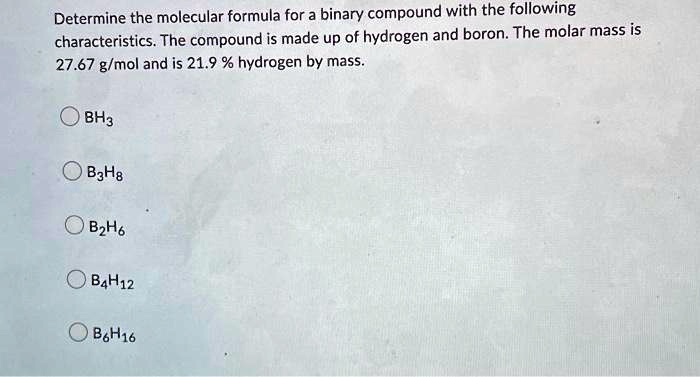 Determine the molecular formula for a binary compound with the ...