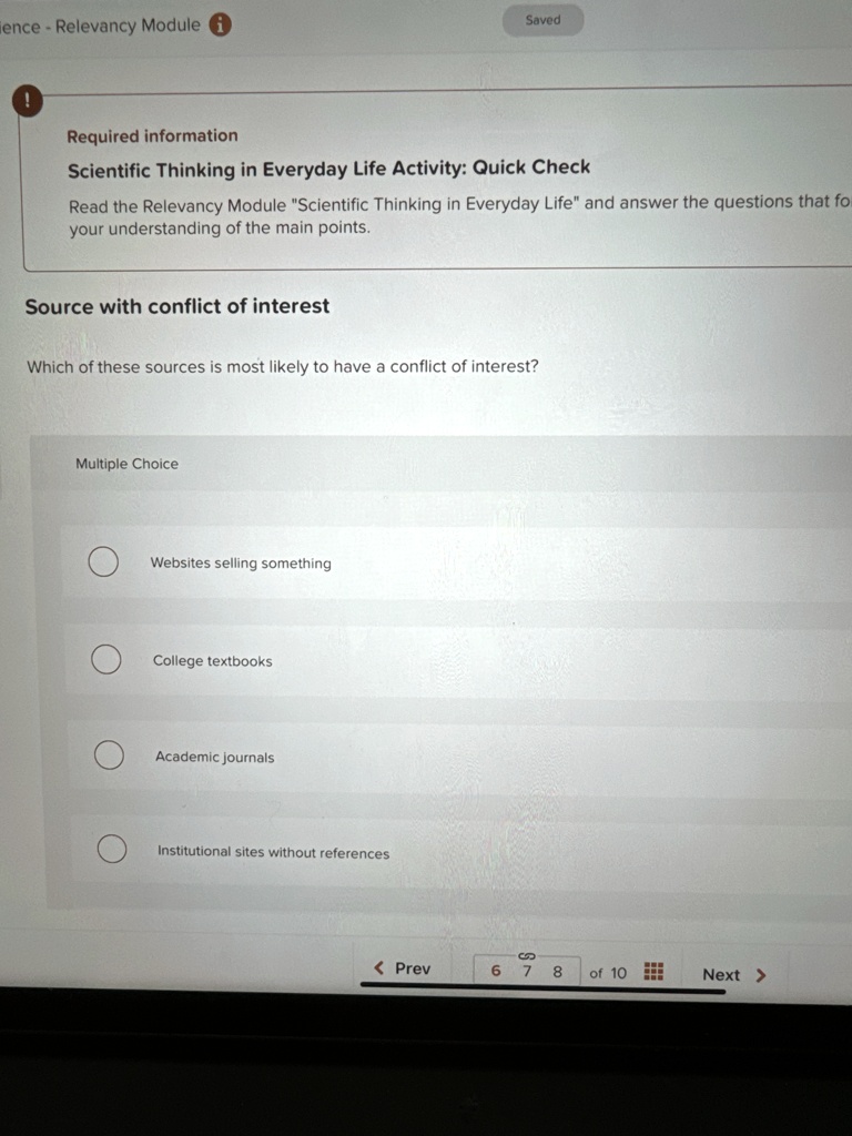 ence - Relevancy Module Required information Scientific Thinking in ...