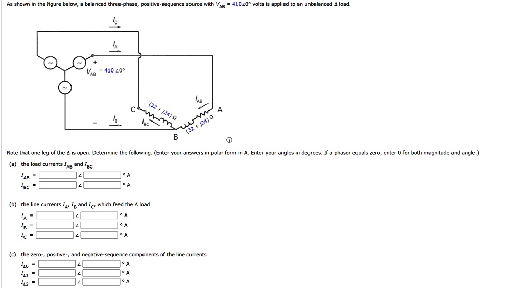 SOLVED: As shown in the figure below, a balanced three-phase, positive-sequence source with VAB ...